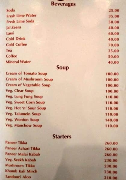 Menu at Kumar Vegetarian, Dehradun