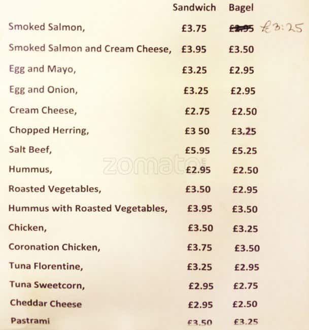 Menu at Buckinghams of Stanmore cafe, Stanmore
