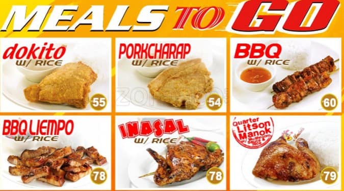 Menu at Andok's restaurant, Manila, Zone 37