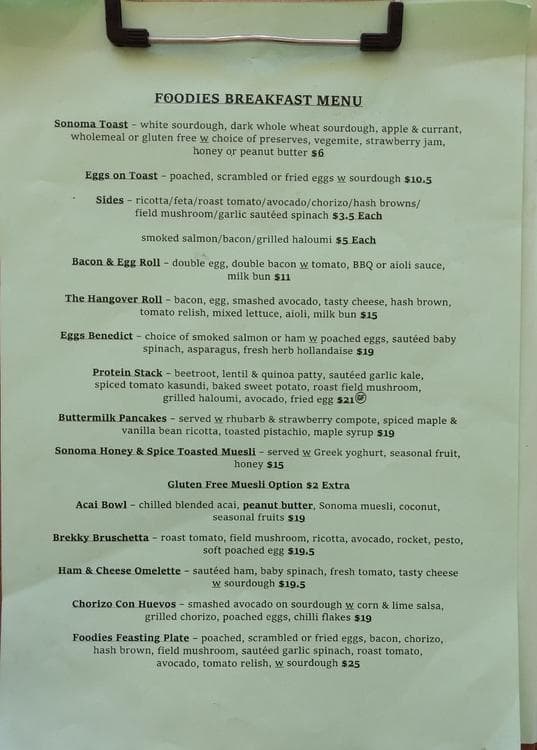 Menu at White Rabbit Dolls point cafe, Sandringham