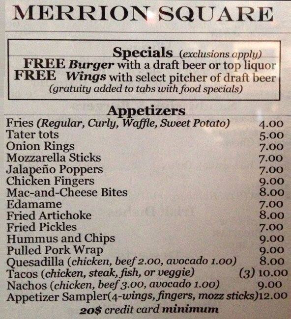Menu at Merrion Square Pub, New York City