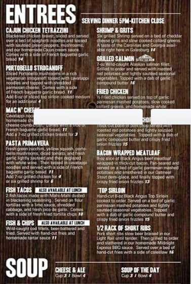 Menu at Iron Spike Brewing Company pub & bar, Galesburg