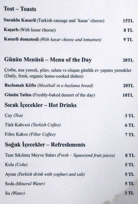 Menu at The Loft Istanbul, Istanbul