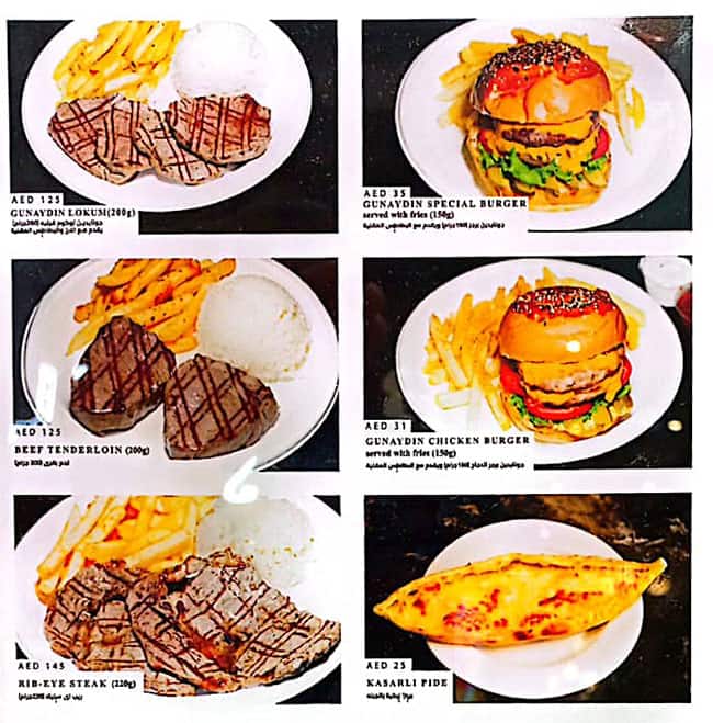 Menu of Gunaydin, Downtown Dubai, Dubai