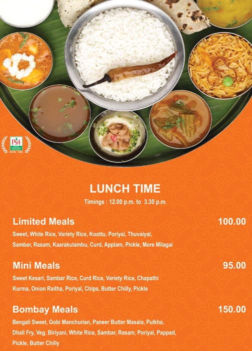 Menu of Perambur Sri Srinivasa Sweets & Snacks, Perambur, Chennai