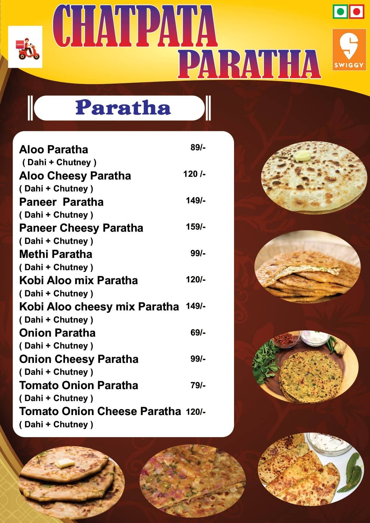 Menu of Chatpata Paratha, Chandan Nagar, Pune