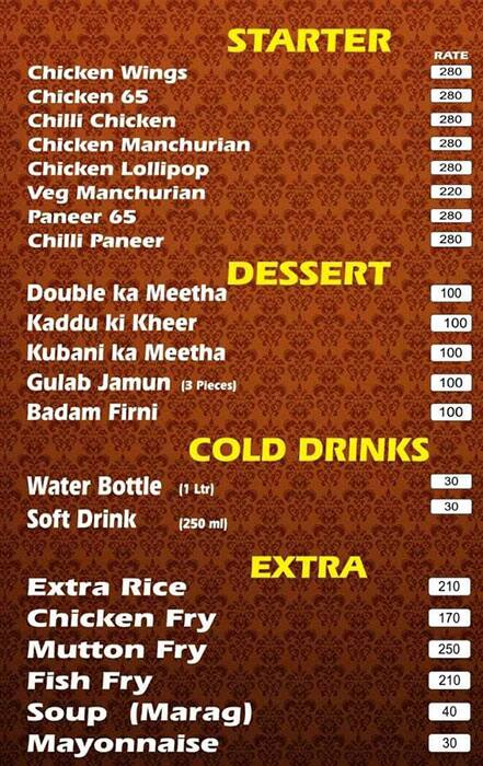 Menu of Mandi 4U, Manikonda, Hyderabad