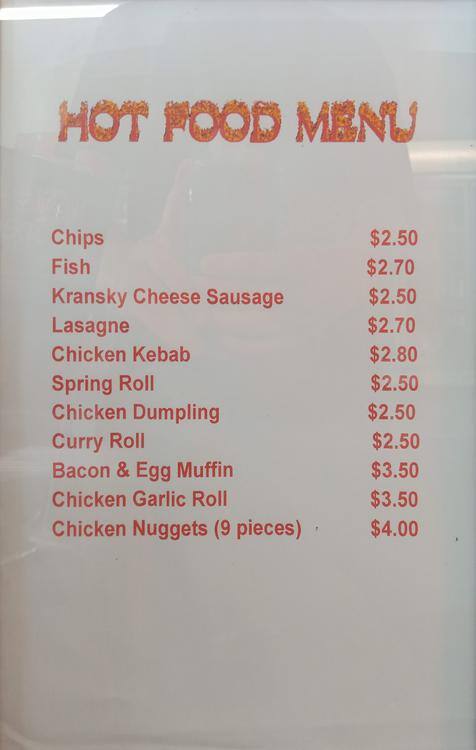 Menu at Central Park Bakery, Auckland, 313 Great South Rd