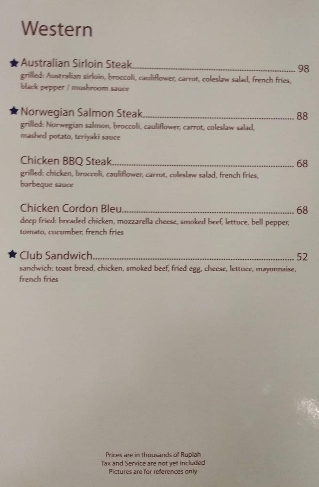 Menu at Chill In Cafe, Jakarta, STC Senayan Lantai G #129