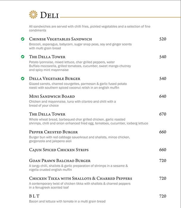 Menu at Café 24, Lonavala