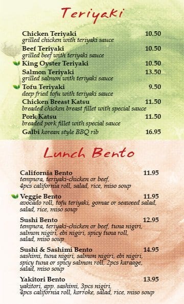 Menu at Mega Sushi restaurant, Richmond