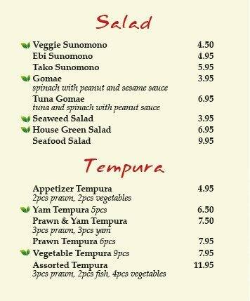 Menu at Mega Sushi restaurant, Richmond