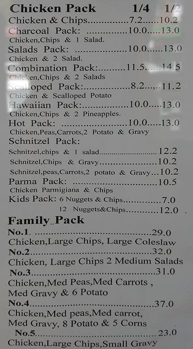 Menu at Boronia Charcoal Chicken (Alchester Village) fast food, Boronia