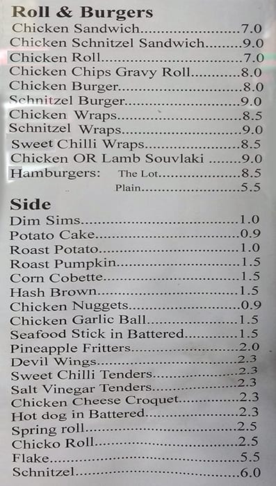 Menu at Boronia Charcoal Chicken (Alchester Village) fast food, Boronia