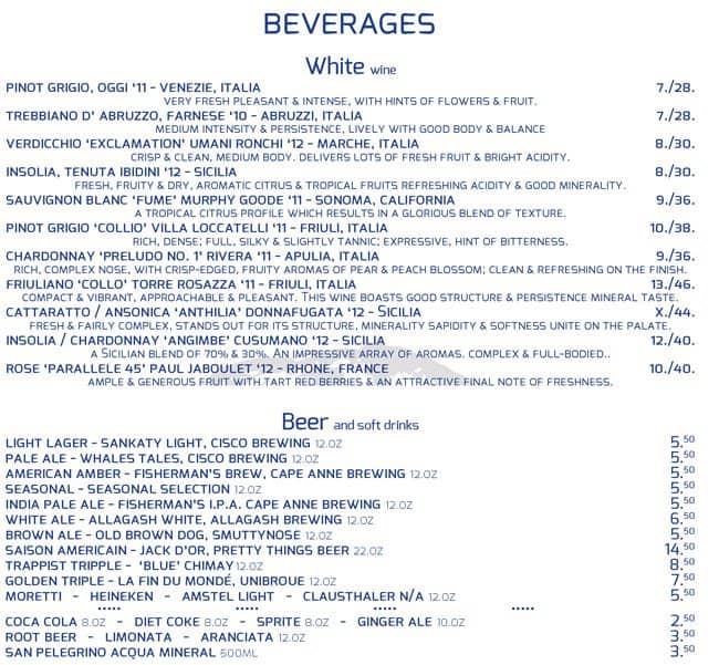 Menu at The Daily Catch Brookline restaurant, Brookline, 441 Harvard St