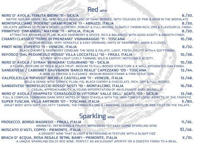 Menu at The Daily Catch Brookline restaurant, Brookline, 441 Harvard St