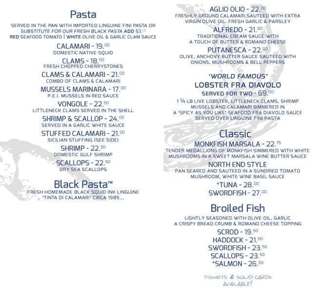 Menu at The Daily Catch Brookline restaurant, Brookline, 441 Harvard St