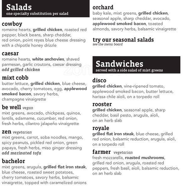 Mixt Greens Menu, Menu for Mixt Greens, Financial District, San ...