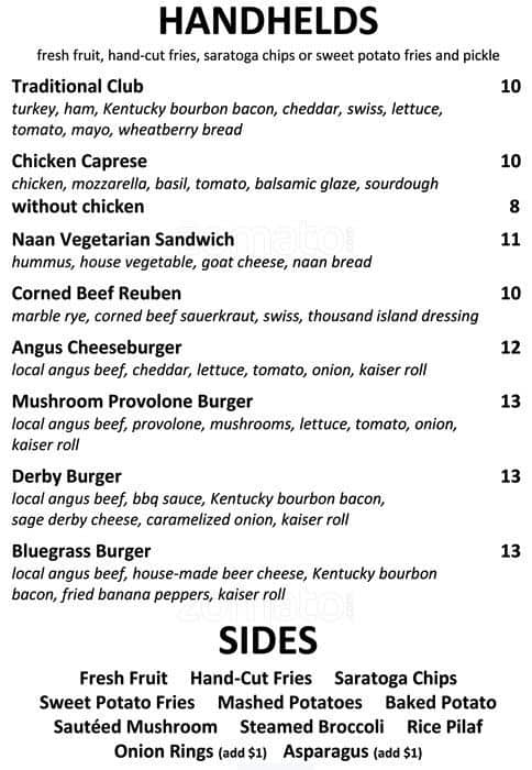 Menu at Paddock Grille restaurant, Lexington, Newtown Pike