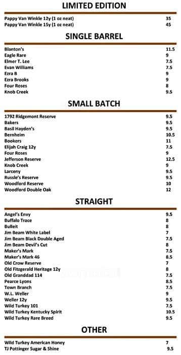 Menu at Paddock Grille restaurant, Lexington, Newtown Pike