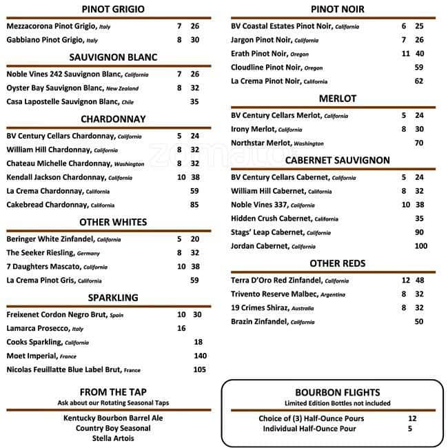 Menu at Paddock Grille restaurant, Lexington, Newtown Pike