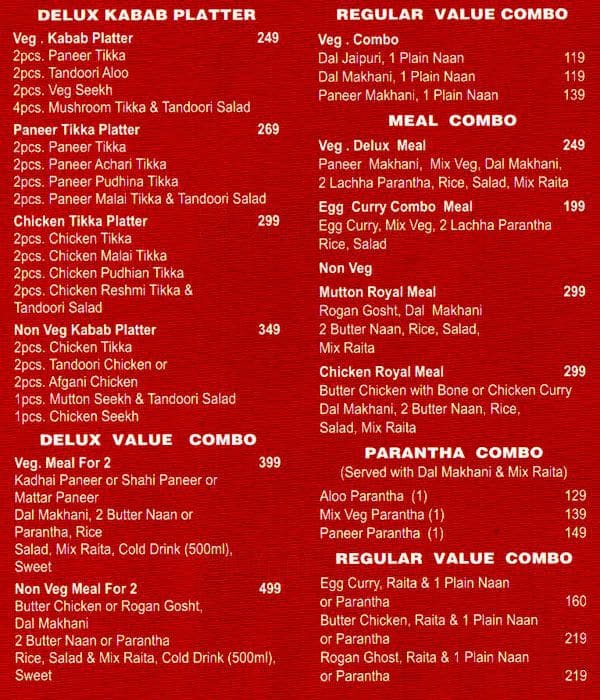Moti Mahal Delux Menu, Menu for Moti Mahal Delux, Sohna Road, Gurgaon ...