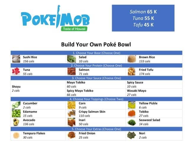 Menu at Pokémob restaurant, Jakarta