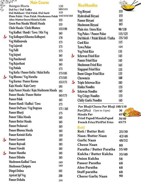 Menu of Apricot Veg, Wakad, Pune