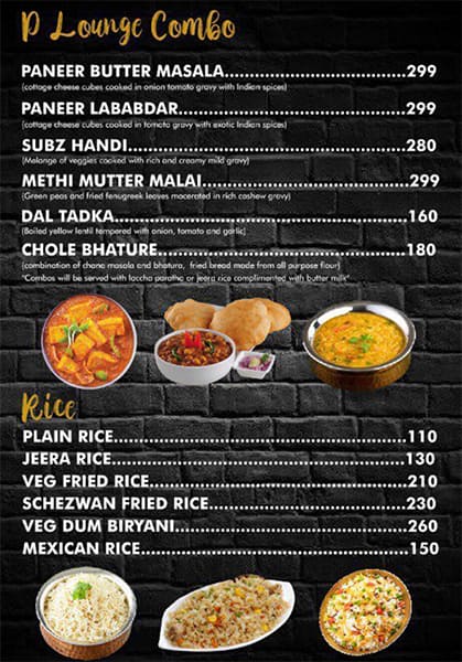 Menu at President Lounge, Gandhinagar