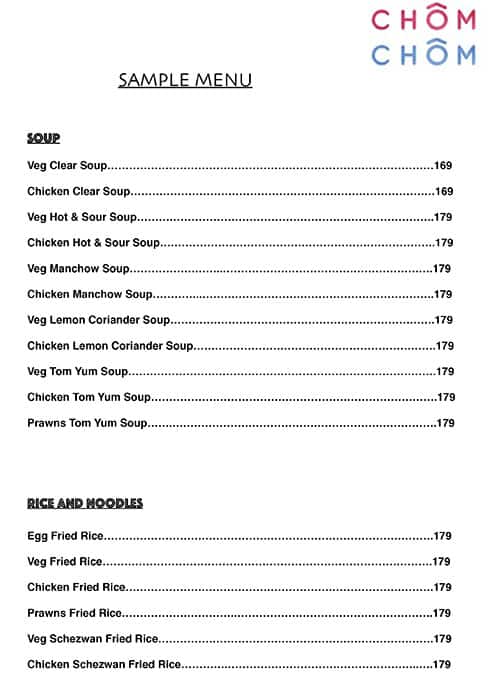 Menu of Chom Chom By Spice Factory, Kharadi, Pune