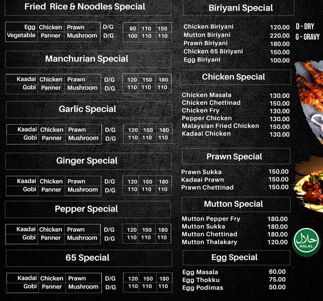 Menu of Chennai Super Kitchen, Chromepet, Chennai