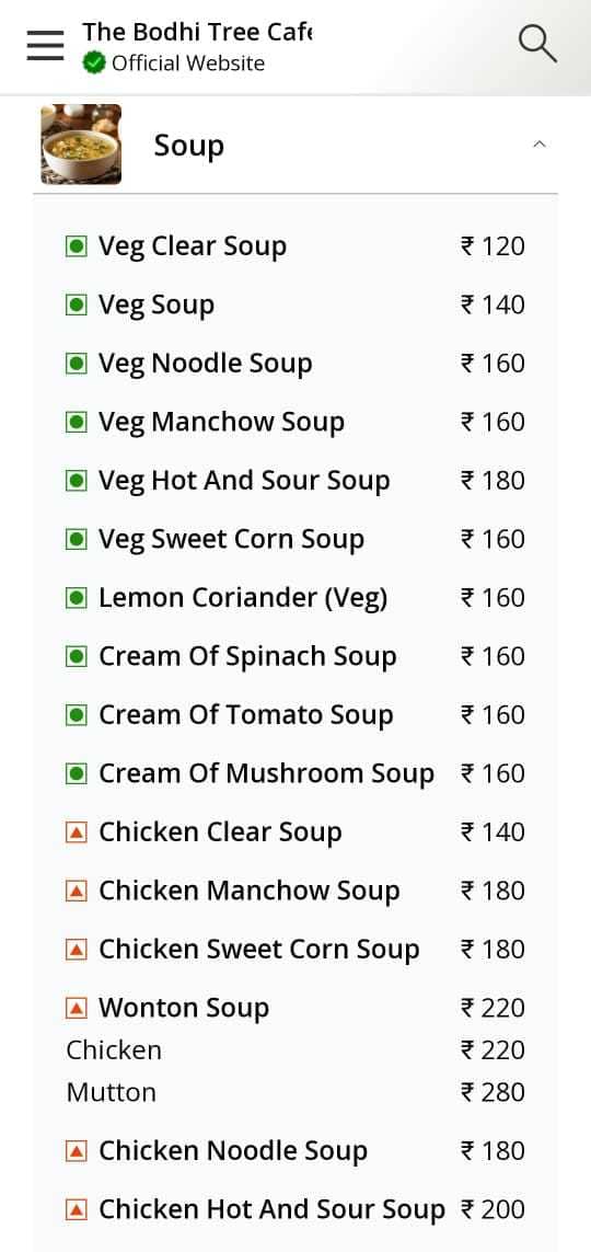 Menu at The Bodhi Tree Cafe And Bar, Dargalim