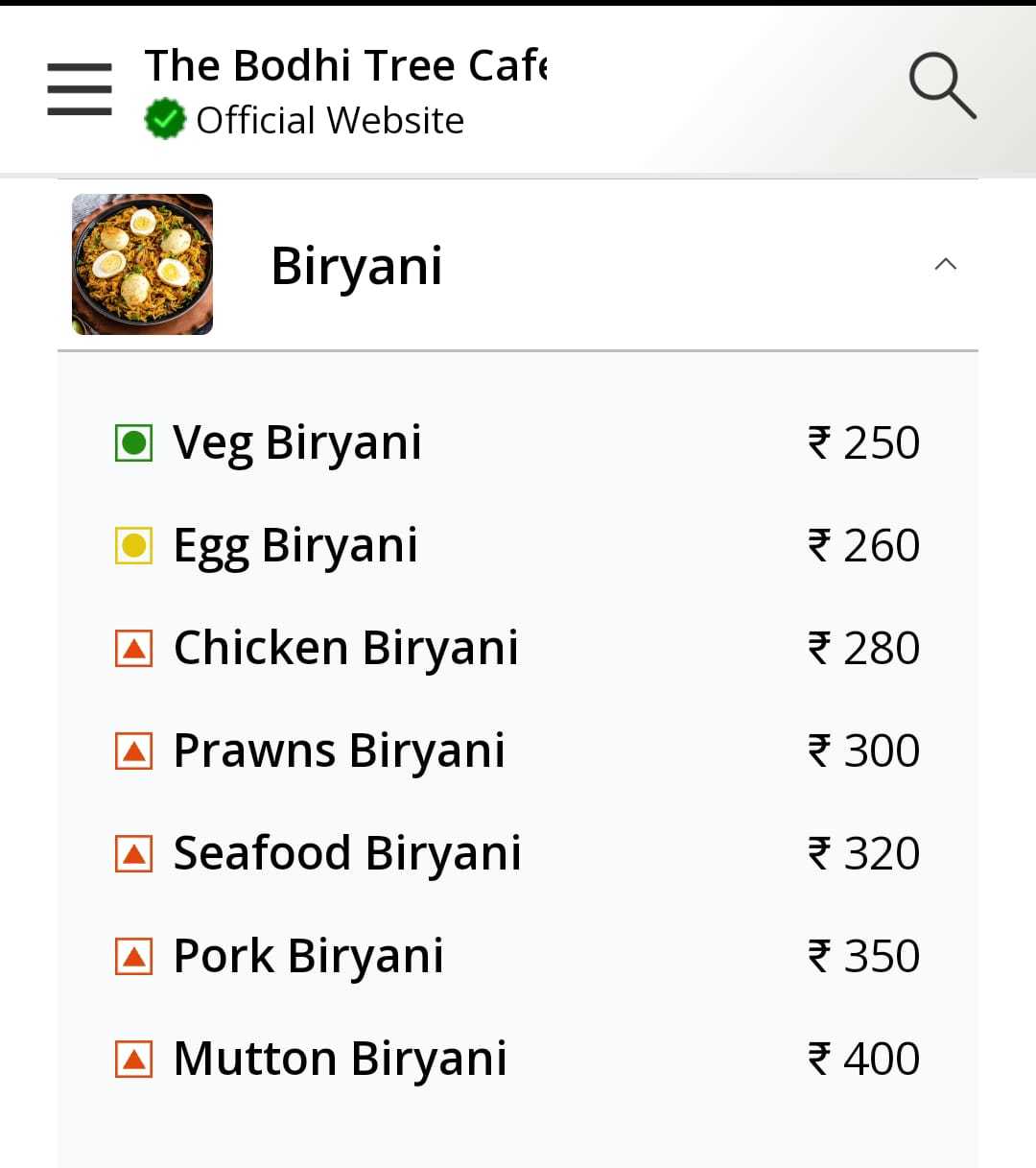 Menu at The Bodhi Tree Cafe And Bar, Dargalim