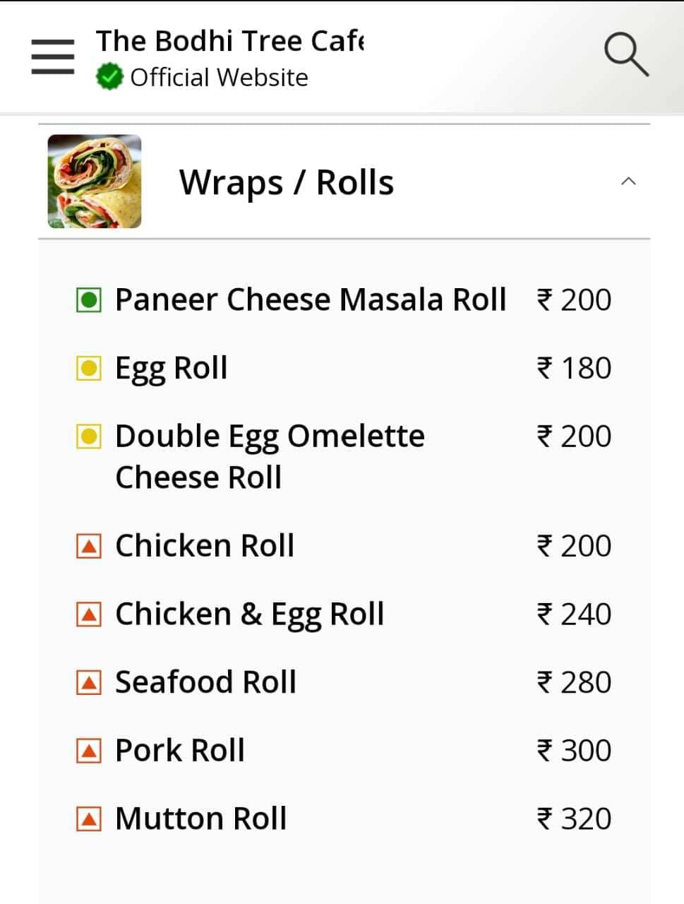 Menu at The Bodhi Tree Cafe And Bar, Dargalim