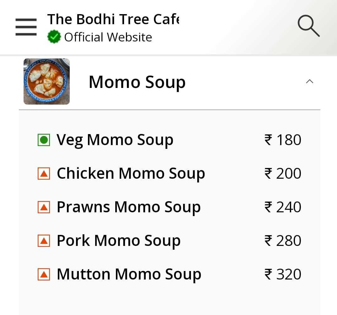 Menu at The Bodhi Tree Cafe And Bar, Dargalim