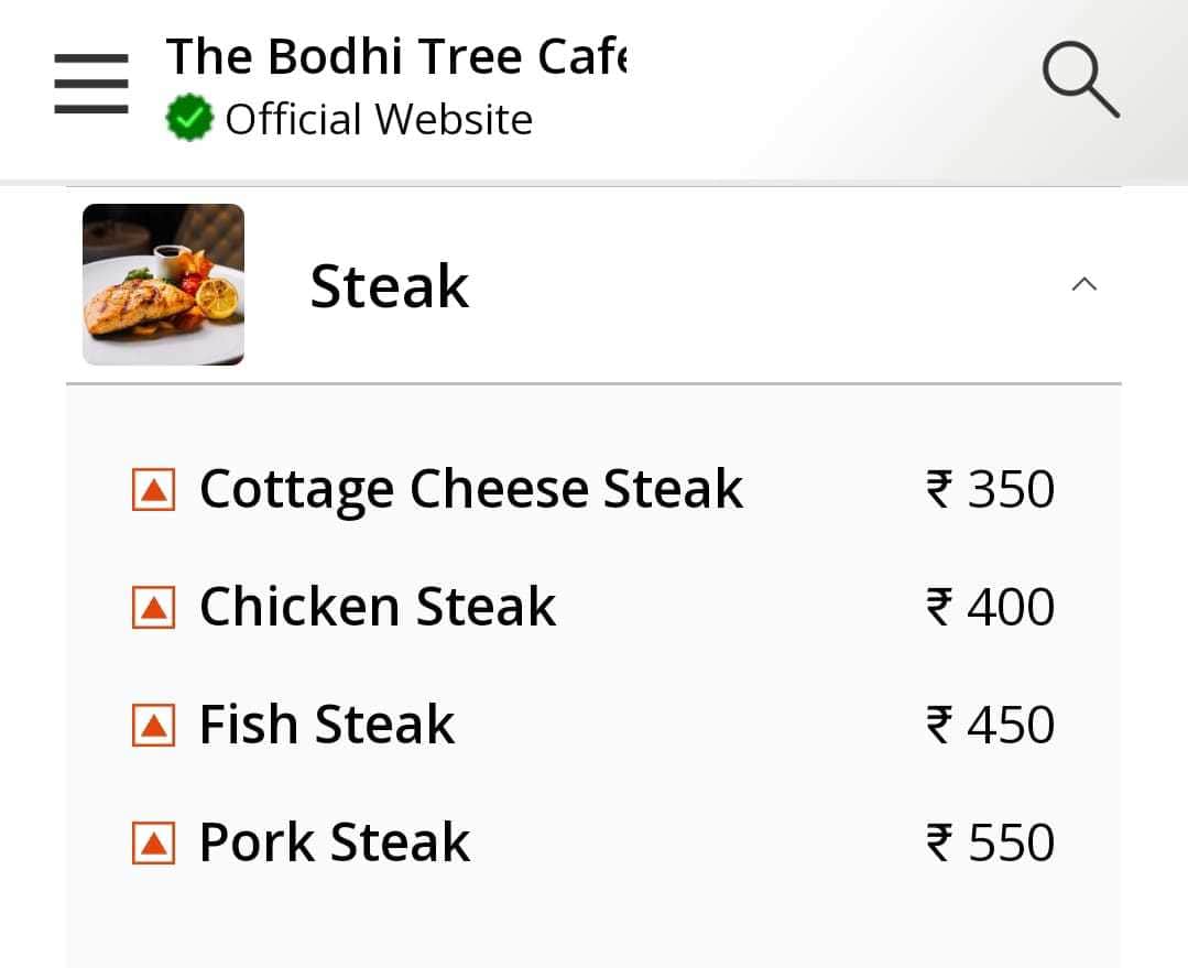 Menu at The Bodhi Tree Cafe And Bar, Dargalim