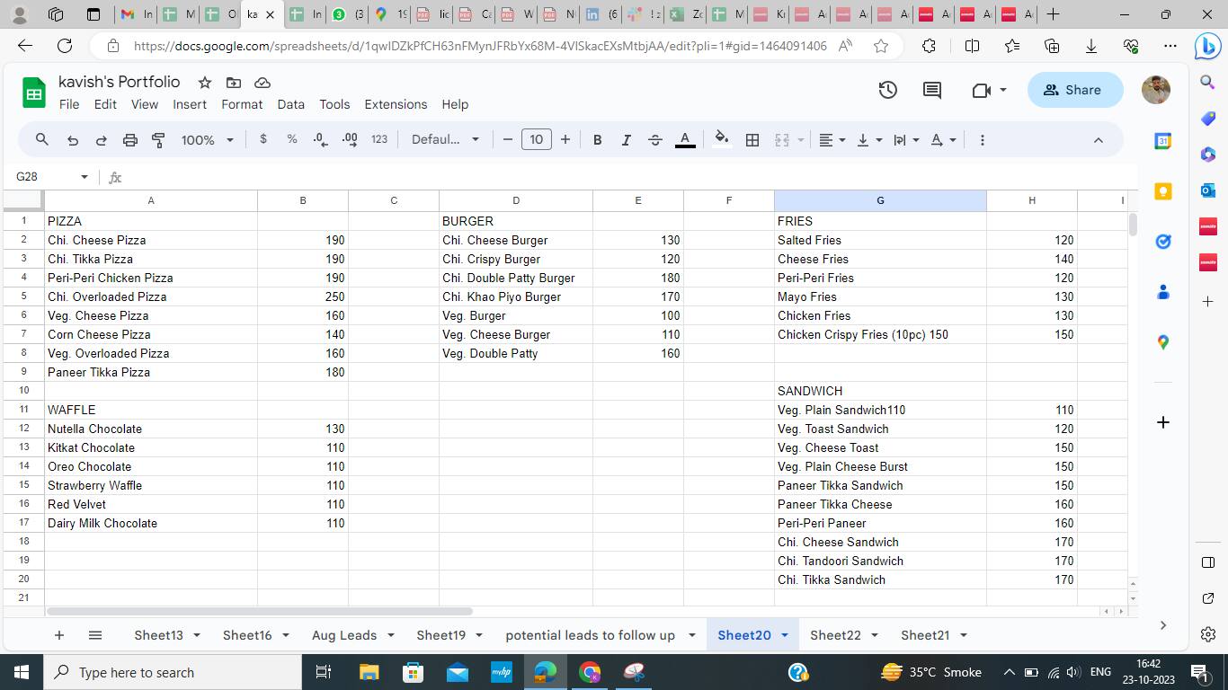 Menu of Fatima's Fast Food, Oshiwara, Andheri West, Mumbai