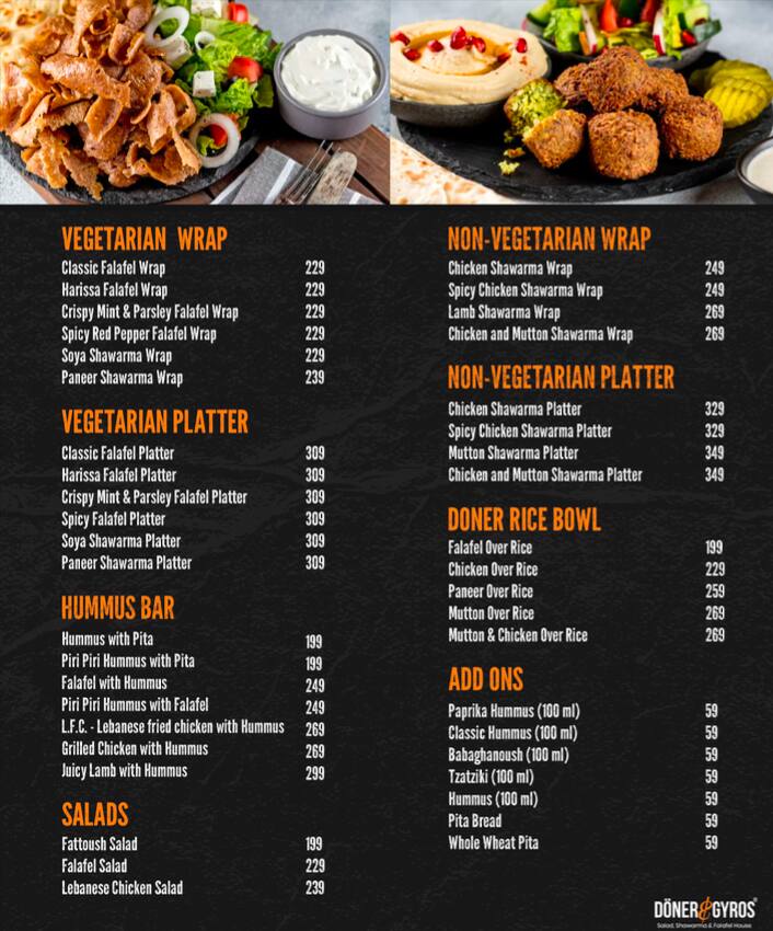 Menu of Doner & Gyros, Adambakkam, Chennai