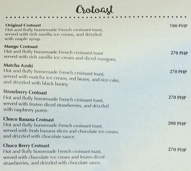 Carta de St. Marc Cafe, Makati, Greenbelt 3