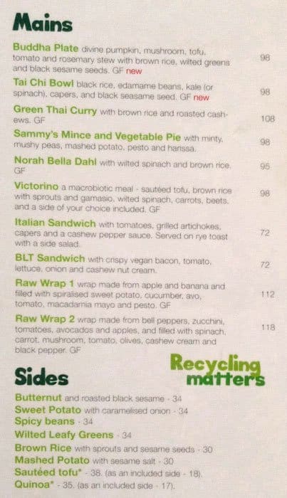 Menu at Greenside Cafe, Johannesburg, Gleneagles Road
