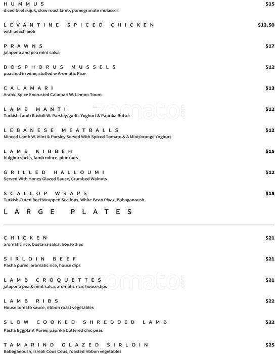 Menu at Med Kitchen, Auckland, 12 Jellicoe Street