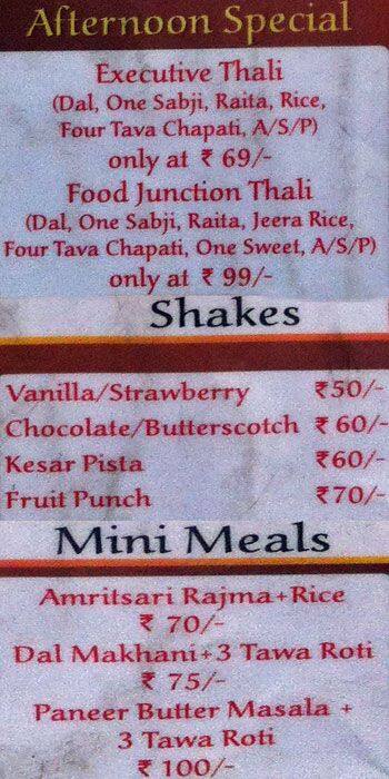 Menu at Food Junction, Jaipur, P 25
