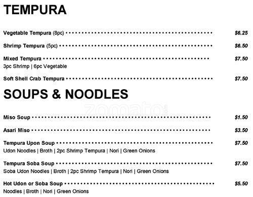 Menu at Sushi World restaurant, Hurstville