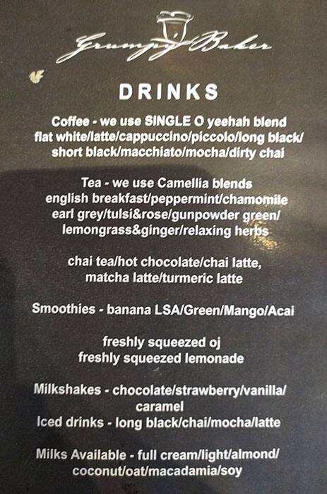 Menu at Cornucopia Bakery Castle Cove, Castle Cove