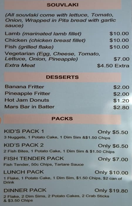 Menu at Ocean Star Fish & Chips fast food, Forest Hill