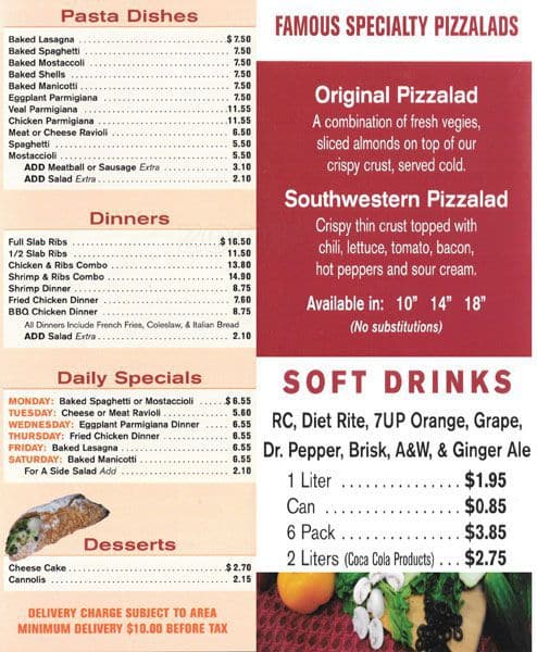 Menu at Pappi's Pizza pizzeria, Glenview