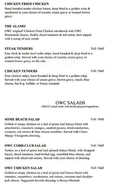 Menu at Oldwest Cafe Of Arlington, Arlington