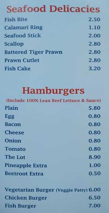 Carta de comida rápida Coonans Hill Fish & Chip Shop, Pascoe Vale South