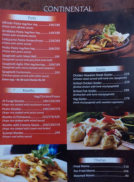 Menu at The Green Room, Kolkata