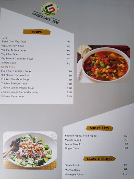 Menu of Ginger Lake View, Rajarajeshwari Nagar, Bangalore